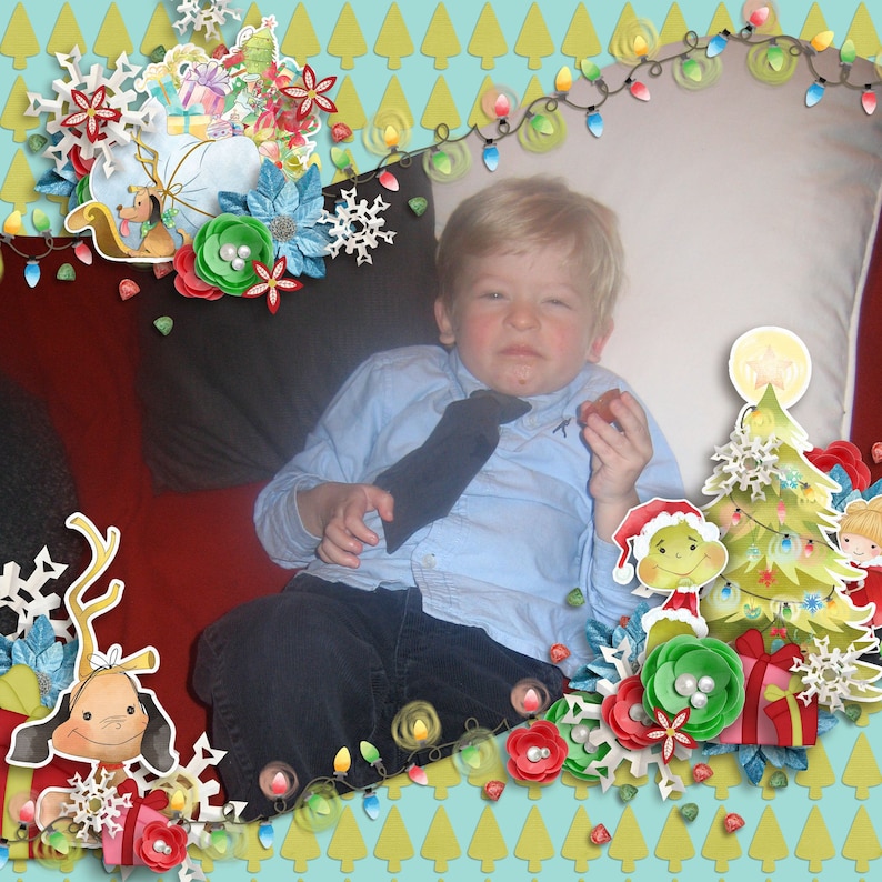 The Grinch Christmas Digital Scrapbook Kit Papers Elements - Etsy
