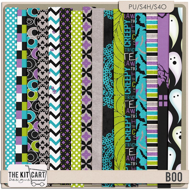 Boo Halloween Digital Scrapbook Kit - Etsy