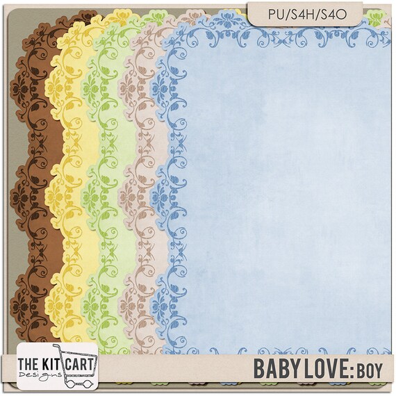 Baby Love Boy Digital Scrapbook Mats | Etsy