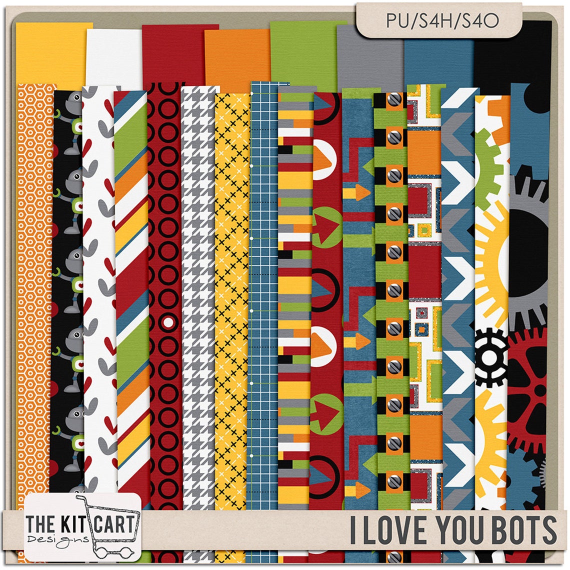 I Love You Bots Robot Valentine Digital Scrapbook Kit - Etsy