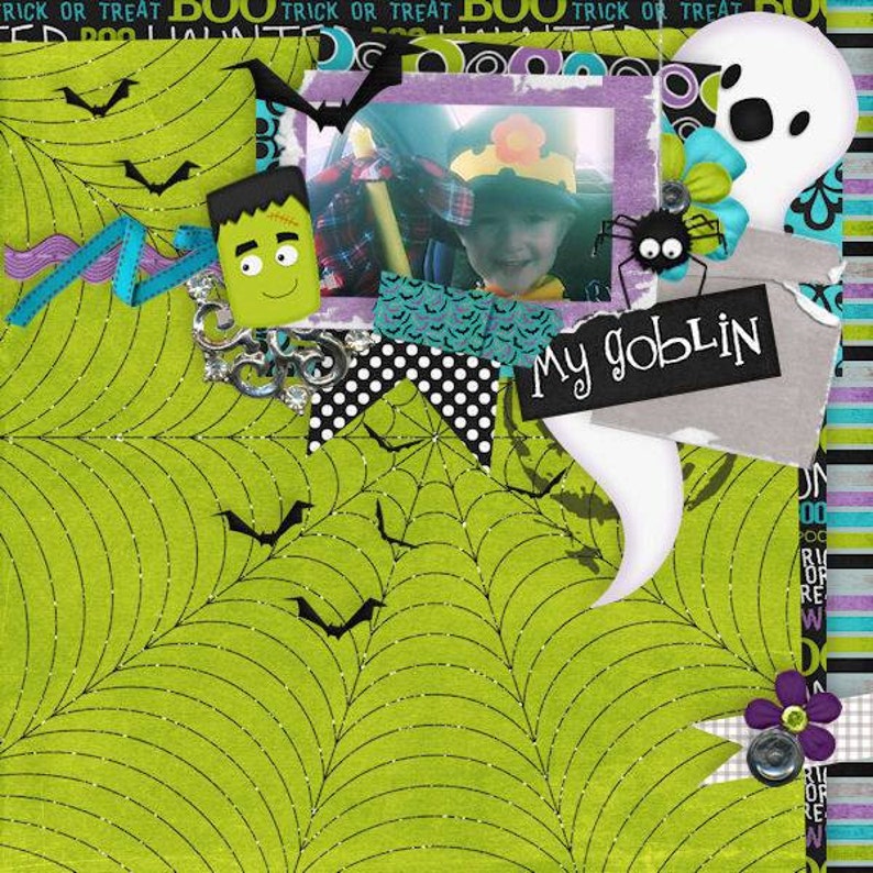 Boo Halloween Digital Scrapbook Kit - Etsy
