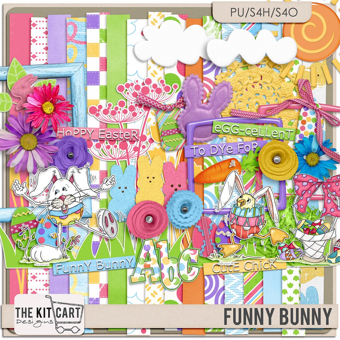 STORE CLOSING Funny Bunny Easter Digital Scrapbook Kit - Etsy