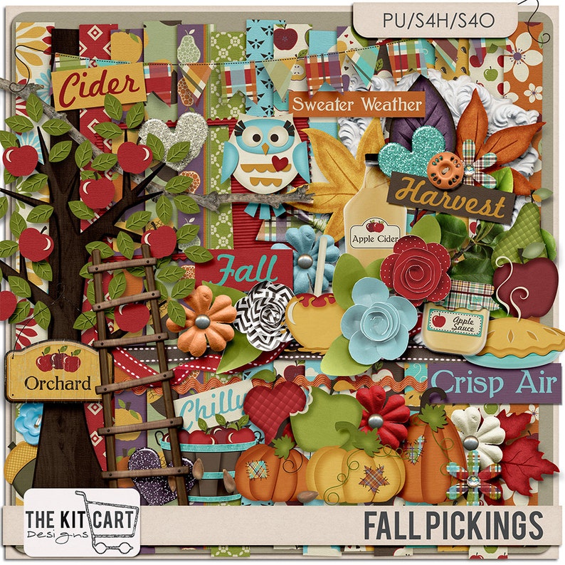 Fall Apple Harvest Pickings Digital Scrapbook Kit - Etsy