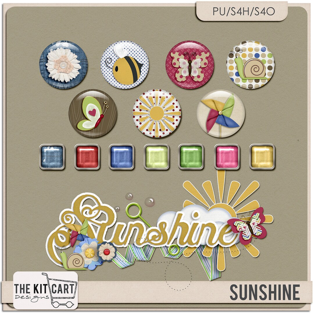 STORE CLOSING Sunshine Digital Scrapbook Flair and Word Art - Etsy