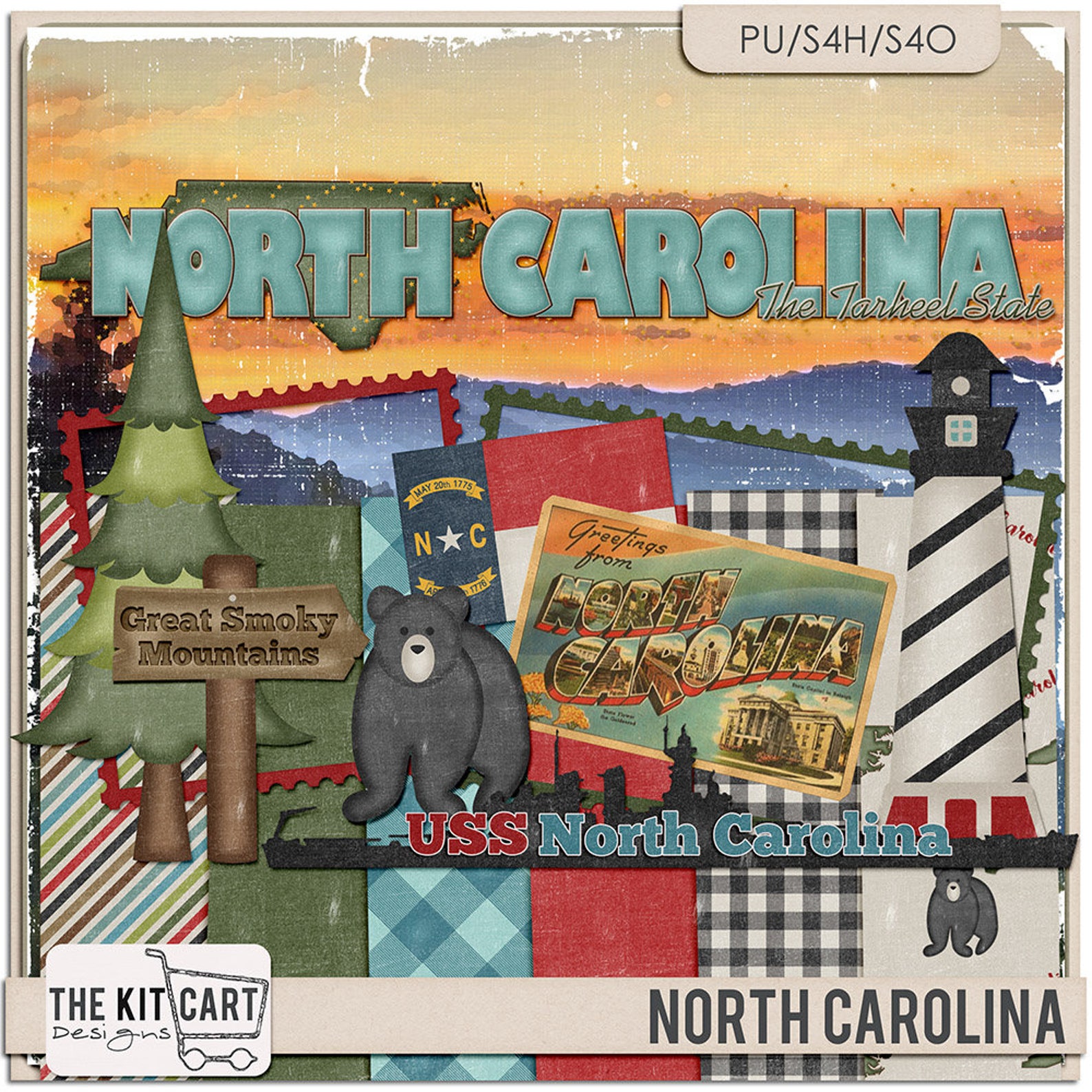 United States North Carolina Mini Digital Scrapbook Kit - Etsy