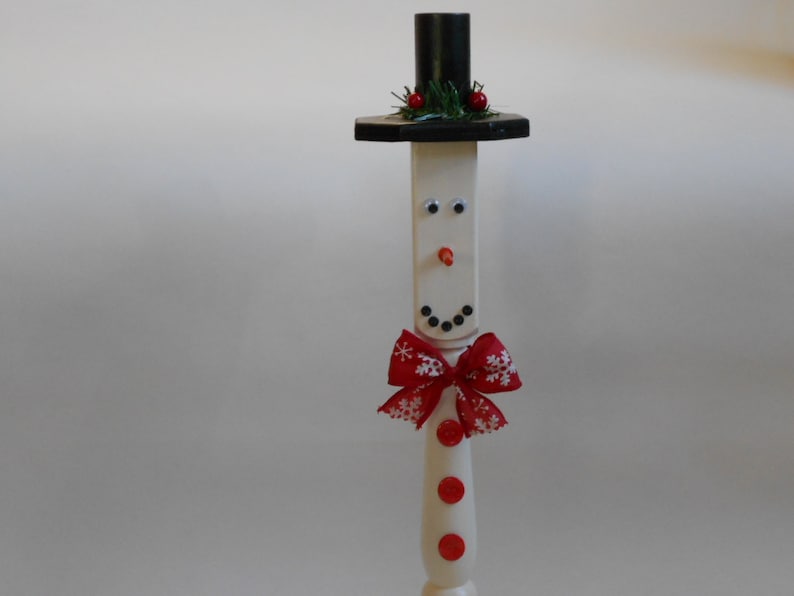 Wooden Spindle Snowman With Red Color Theme - Etsy