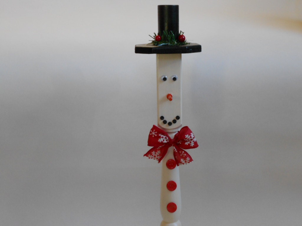 Wooden Spindle Snowman With Red Color Theme - Etsy