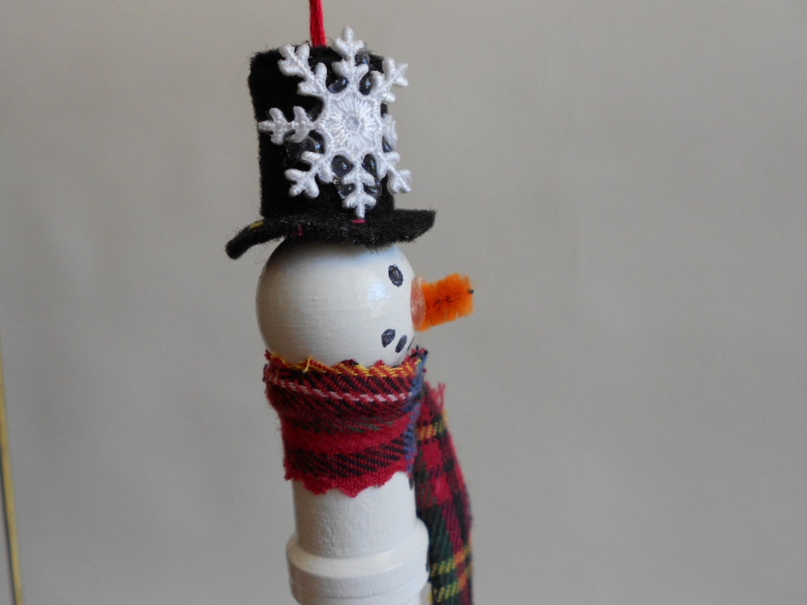 Wooden Spool Snowman Ornament - Etsy