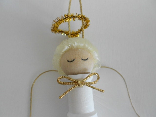 Wooden Spool Angel Ornament - Etsy