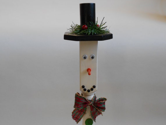 Wooden Spindle Snowman With Green Color Theme | Etsy