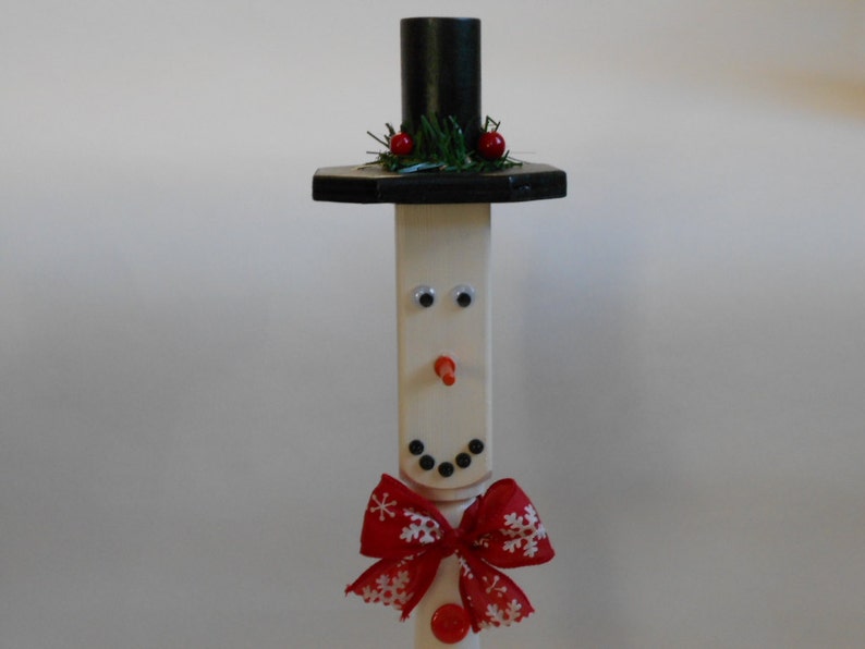 Wooden Spindle Snowman With Red Color Theme - Etsy