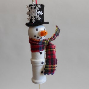 Wooden Spool Snowman Ornament - Etsy
