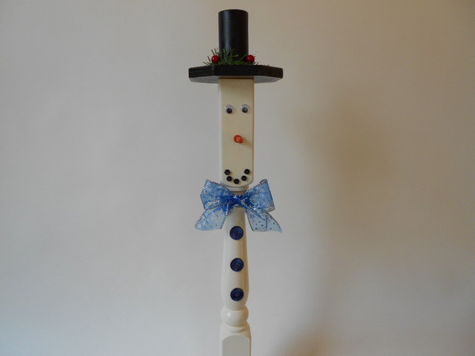 Wooden Spindle Snowman With Blue Color Theme - Etsy