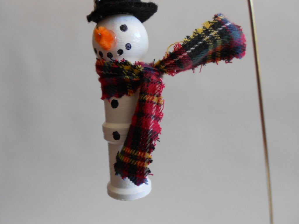 Wooden Spool Snowman Ornament - Etsy