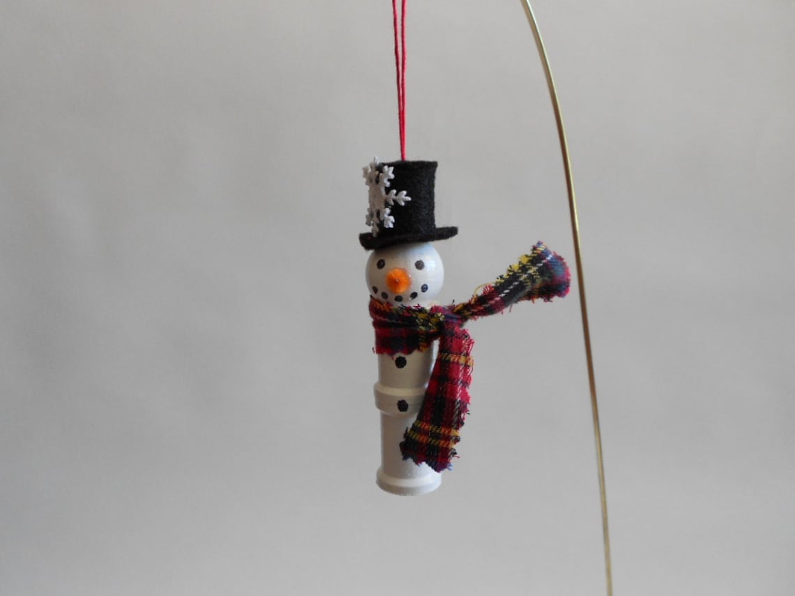 Wooden Spool Snowman Ornament - Etsy