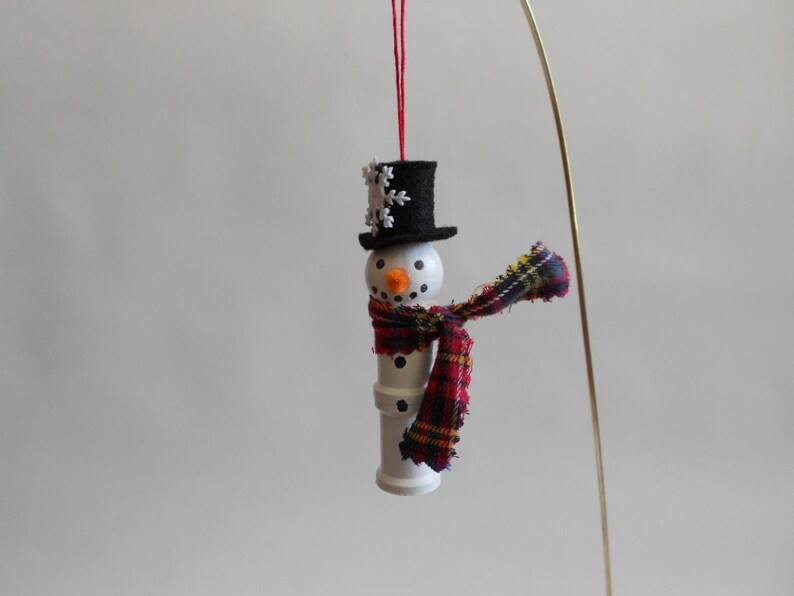 Wooden Spool Snowman Ornament - Etsy