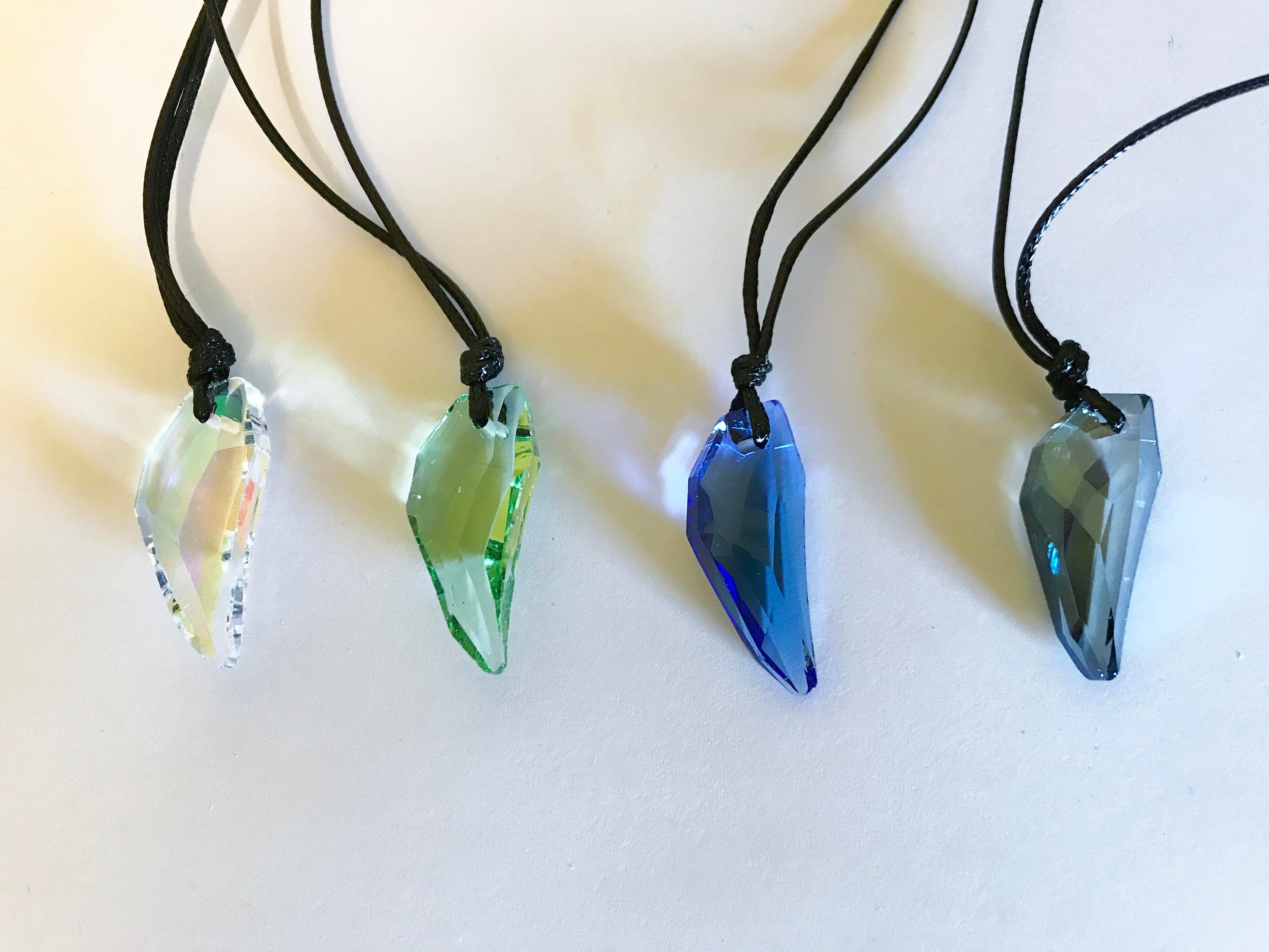 Wolf tooth shaped colorful Austria crystal pendant men's | Etsy