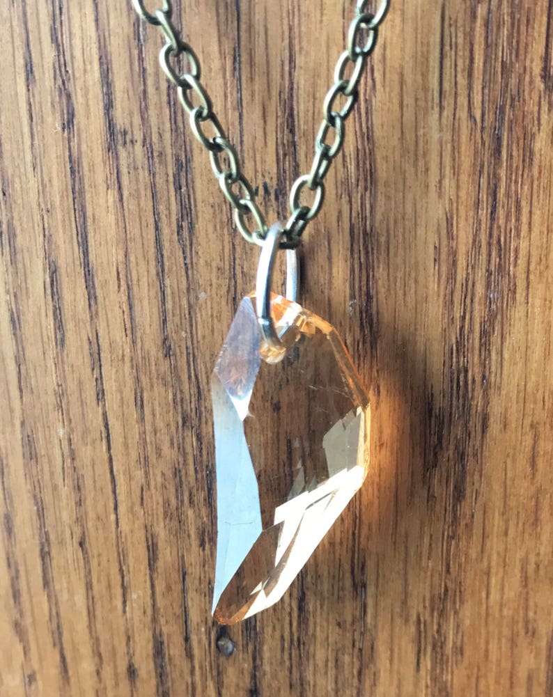 Wolf tooth shaped colorful Austria crystal pendant men's | Etsy