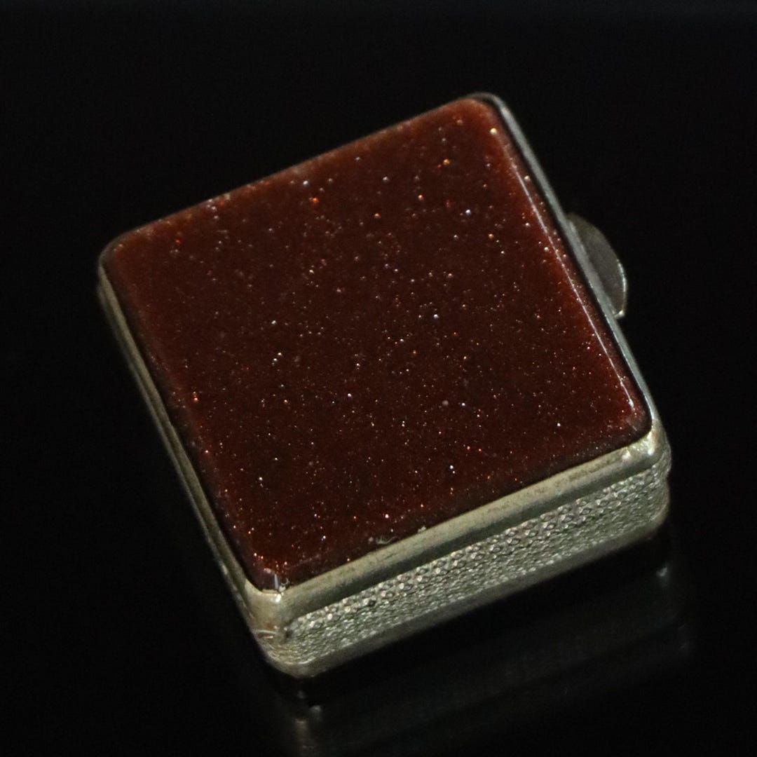 Antique Victorian Silver Gilt Aventurine Gold Stone Compact Snuff Box ...