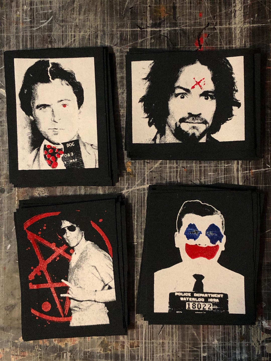 2 Color Screen Printed Serial Killer Canvas Patches Manson Bundy Pogo Gacy Ramirez True Crime - Etsy