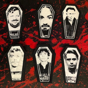 Screen Printed Serial Killer Coffin Patches Charles Manson Bundy Dahmer ...