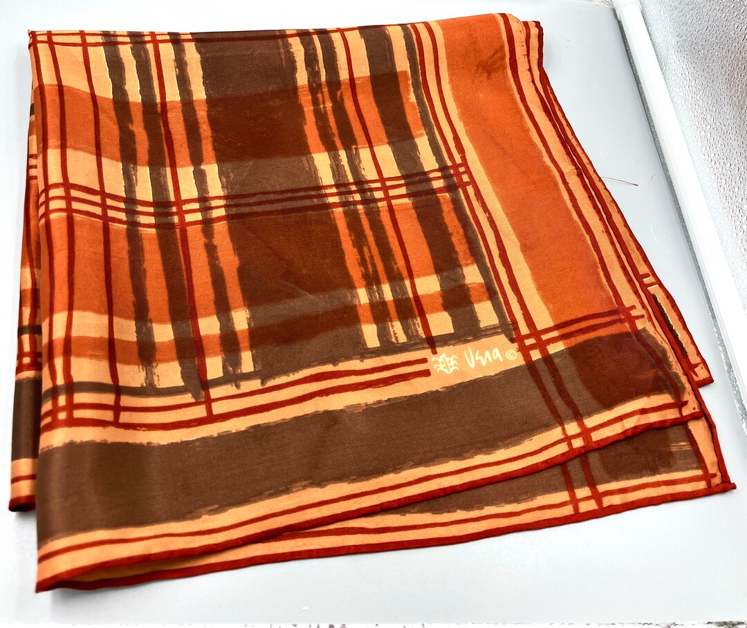 Vera Ladybug Scarf Square Mod Plaid Oranges Rust Abstract Bold Fall 70 ...