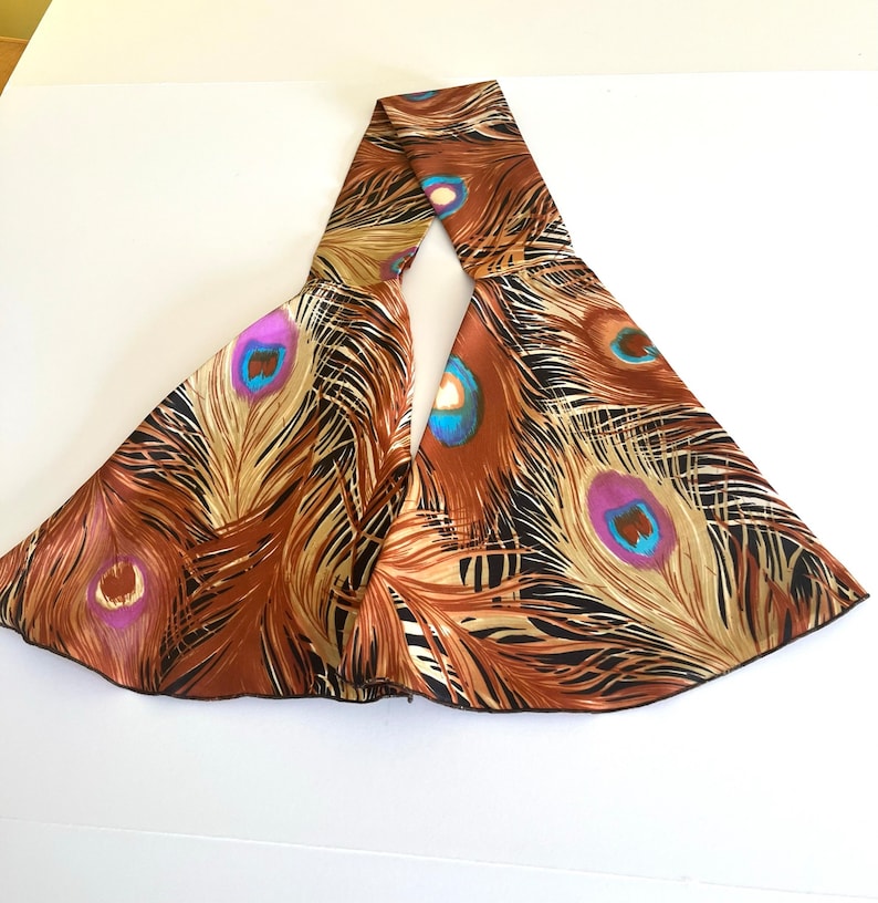 60s Mod Ascot Peacock Feather Bow Scarf - Vintage Neck Tie - Etsy