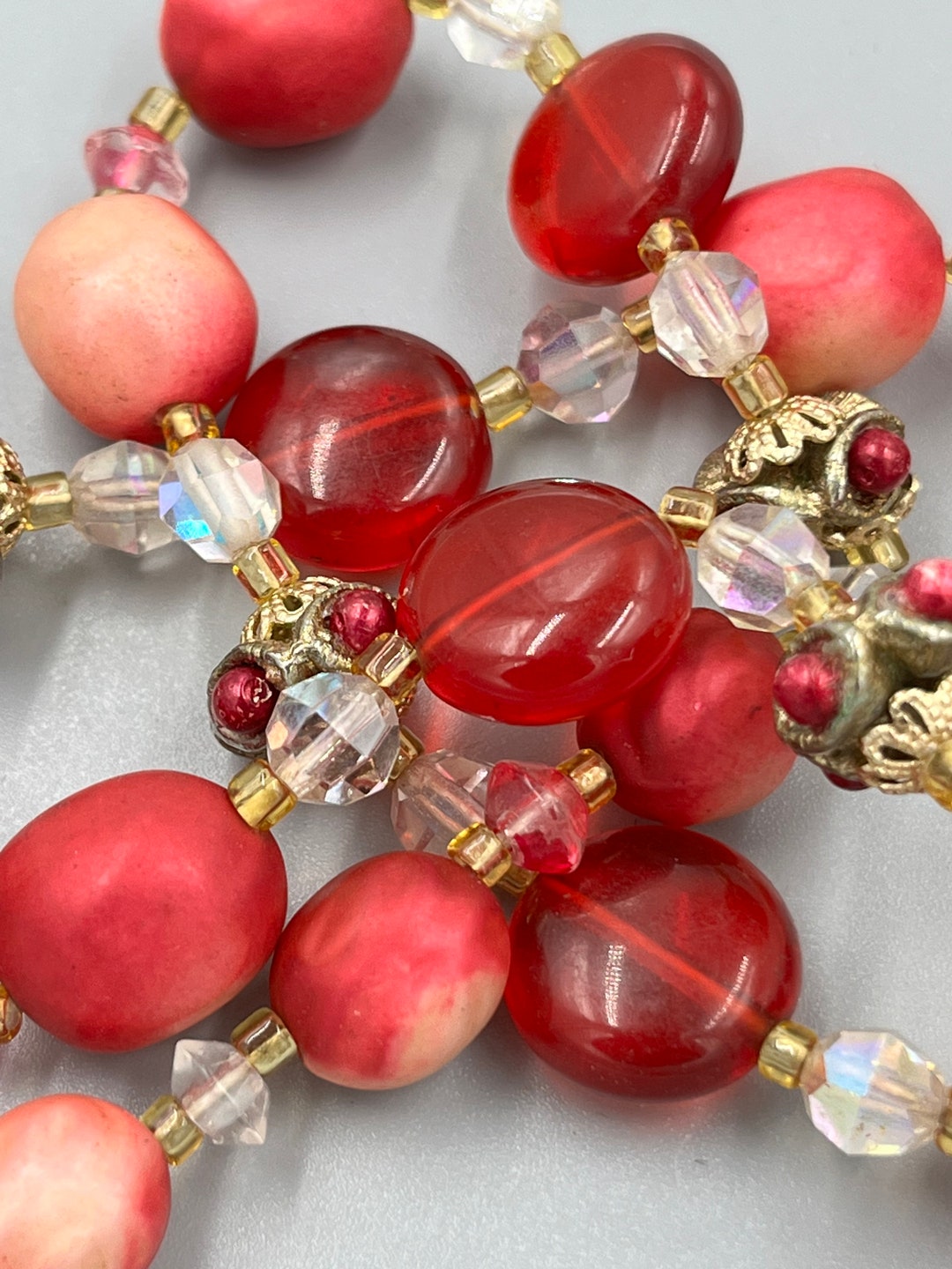 Early Japan Choker Necklace Vintage 40's Red Hombre Pink - Etsy