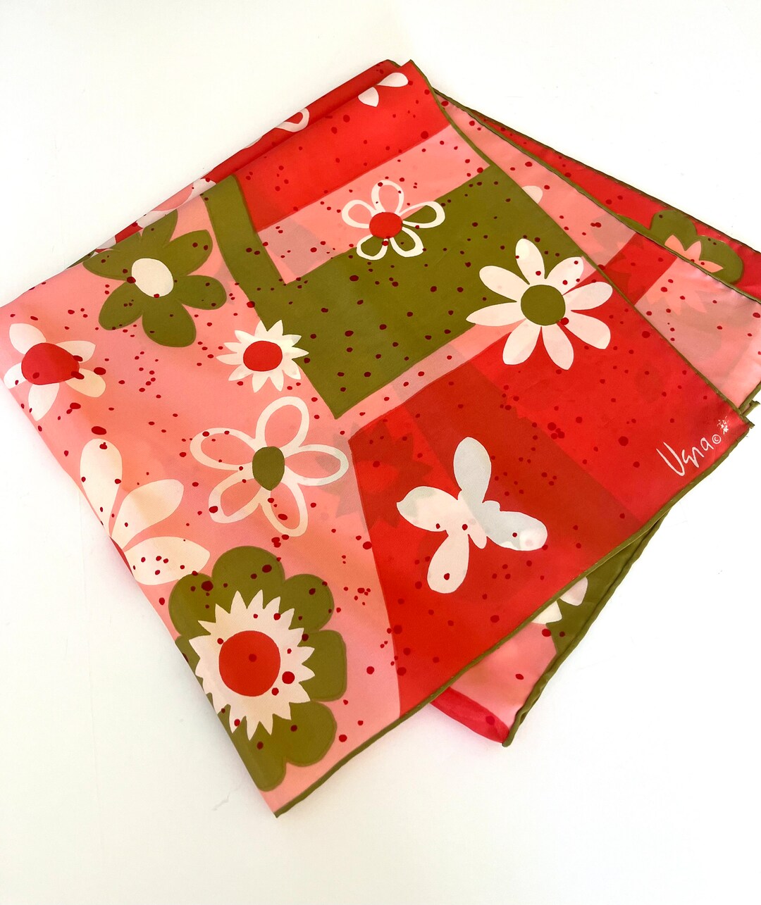 Vera Ladybug Scarf Fab Bold Colors Floral Pinks Red Green Mod Large ...