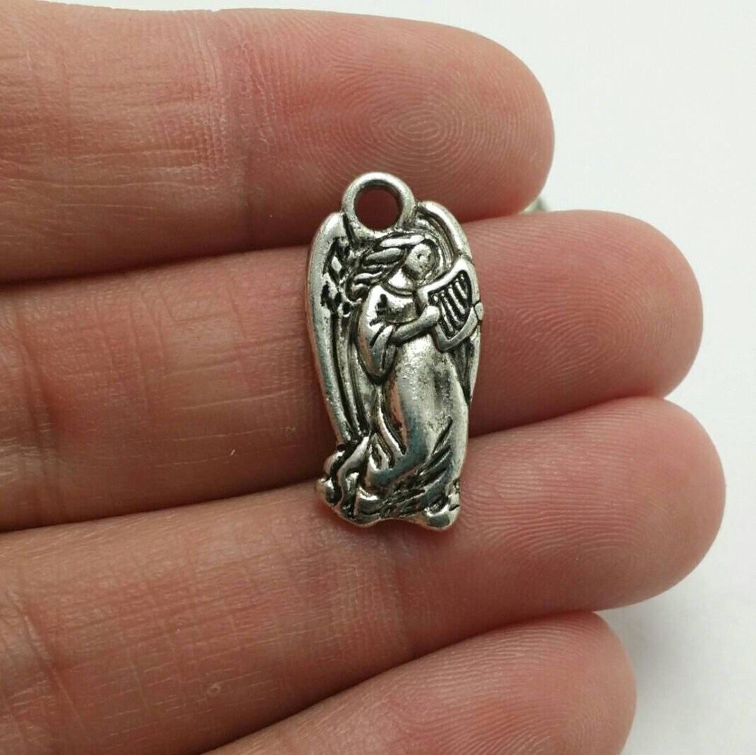 8 Angel Charms Silver Angel Charms Christmas Angel Charms - Etsy
