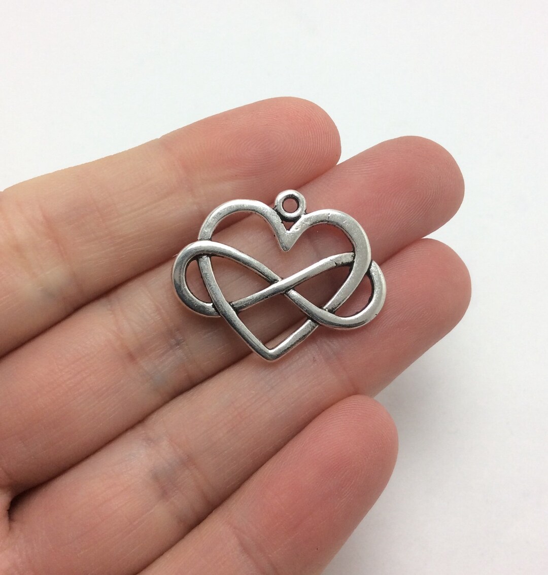 3 Infinity Heart Charms Antique Silver Tone Love Friendship 1-1503 - Etsy