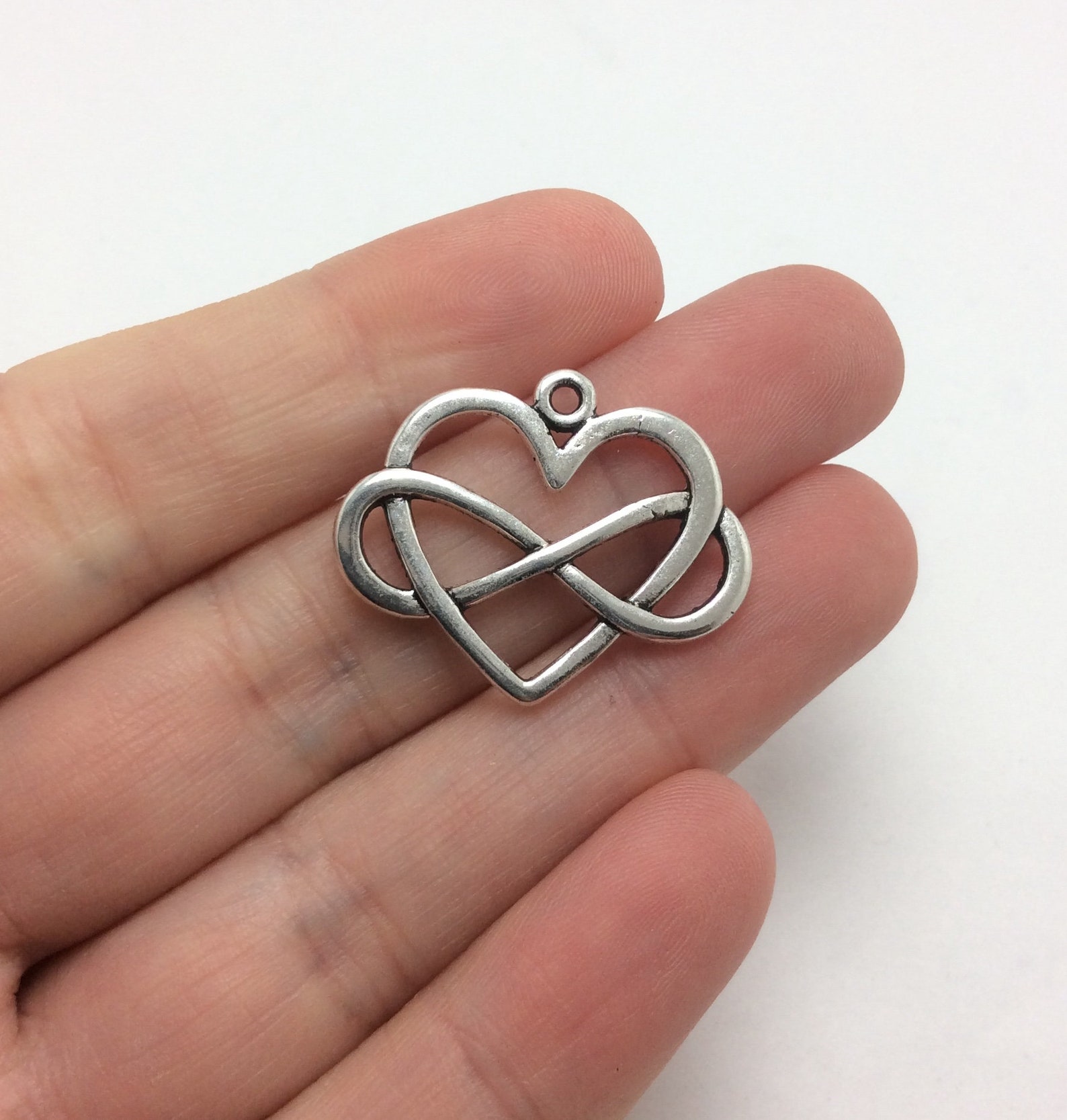 3 Infinity Heart Charms Antique Silver Tone Love Friendship - Etsy