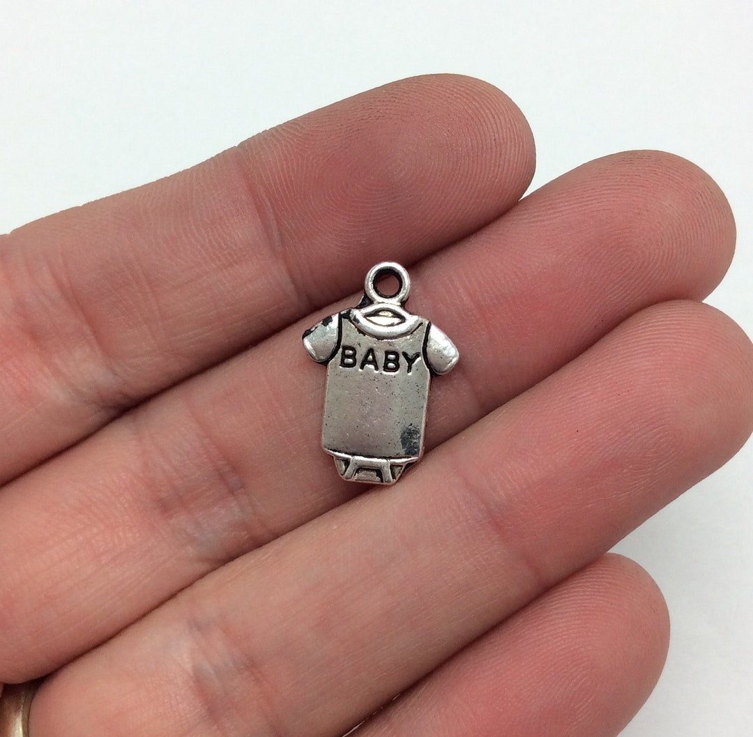 8 Baby Clothes Charms, Baby Charms, Silver Baby Shower Charms, New Baby ...