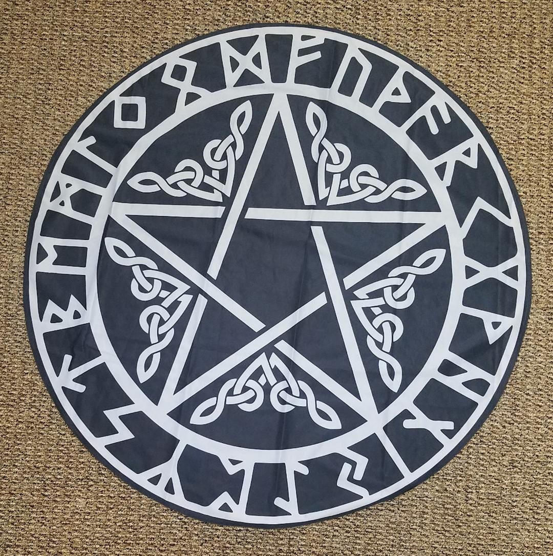 Druid Pentagram (with Elder Futhark) Ritual Circle Cloth - Etsy