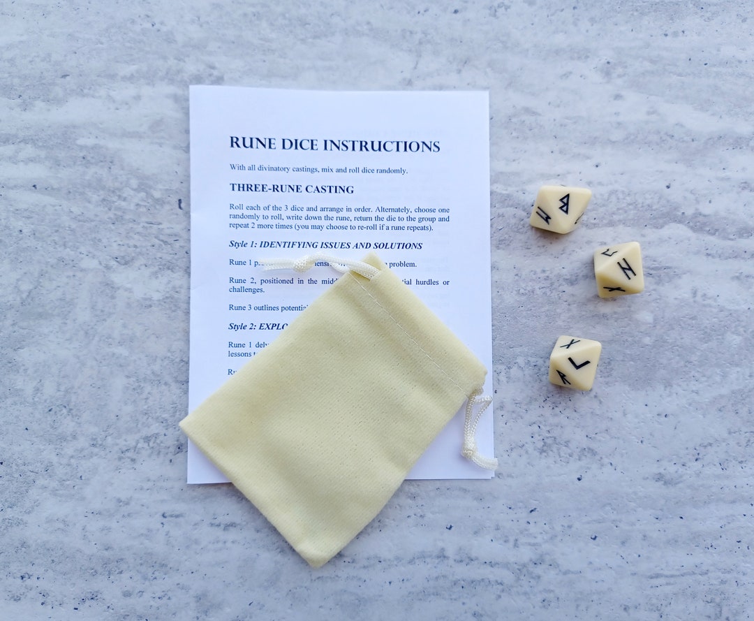 Set of RUNE Dice With INSTRUCTIONS, Oracle Divination - Etsy