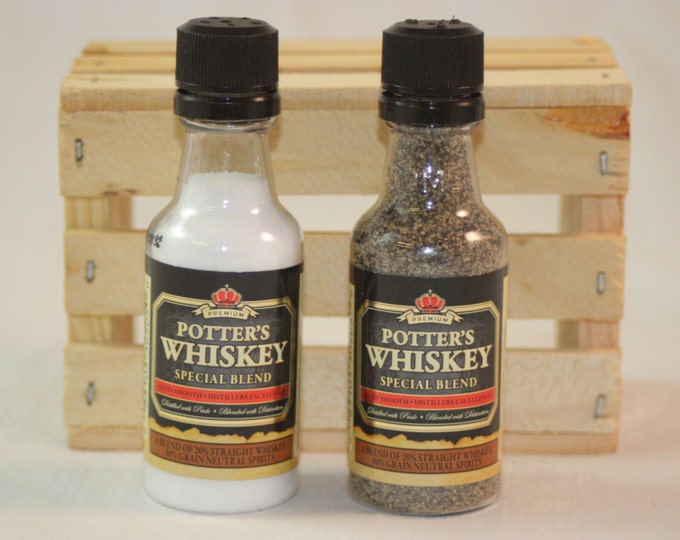 Potter's Whiskey Special Blend Salt and Pepper Shaker, Upcycled Liquor ...