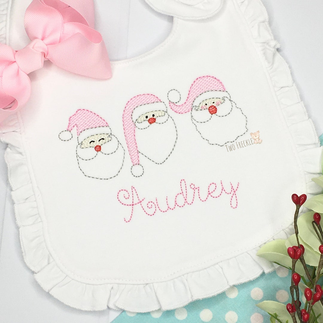 Personalized Christmas Bib, Santa Baby Bib and Burp Cloth, Santa Girls ...