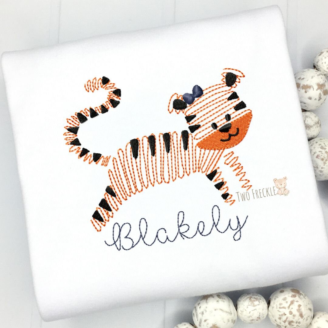 Girls Tiger Embroidered Shirt, Zoo Animal Shirt, Football Tiger Shirt ...