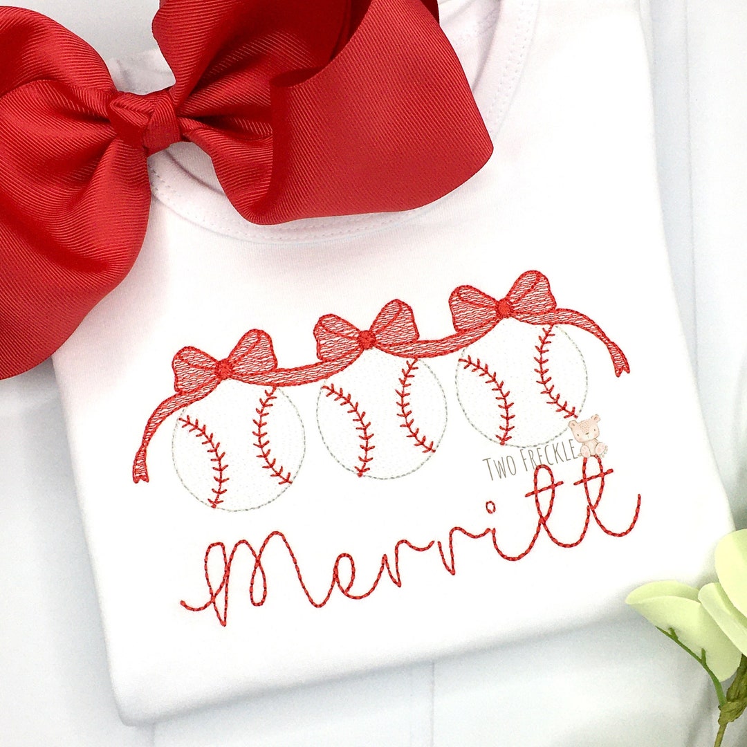 Girls Baseball Personalized Shirt, Baseball With Bows, Little Sister ...