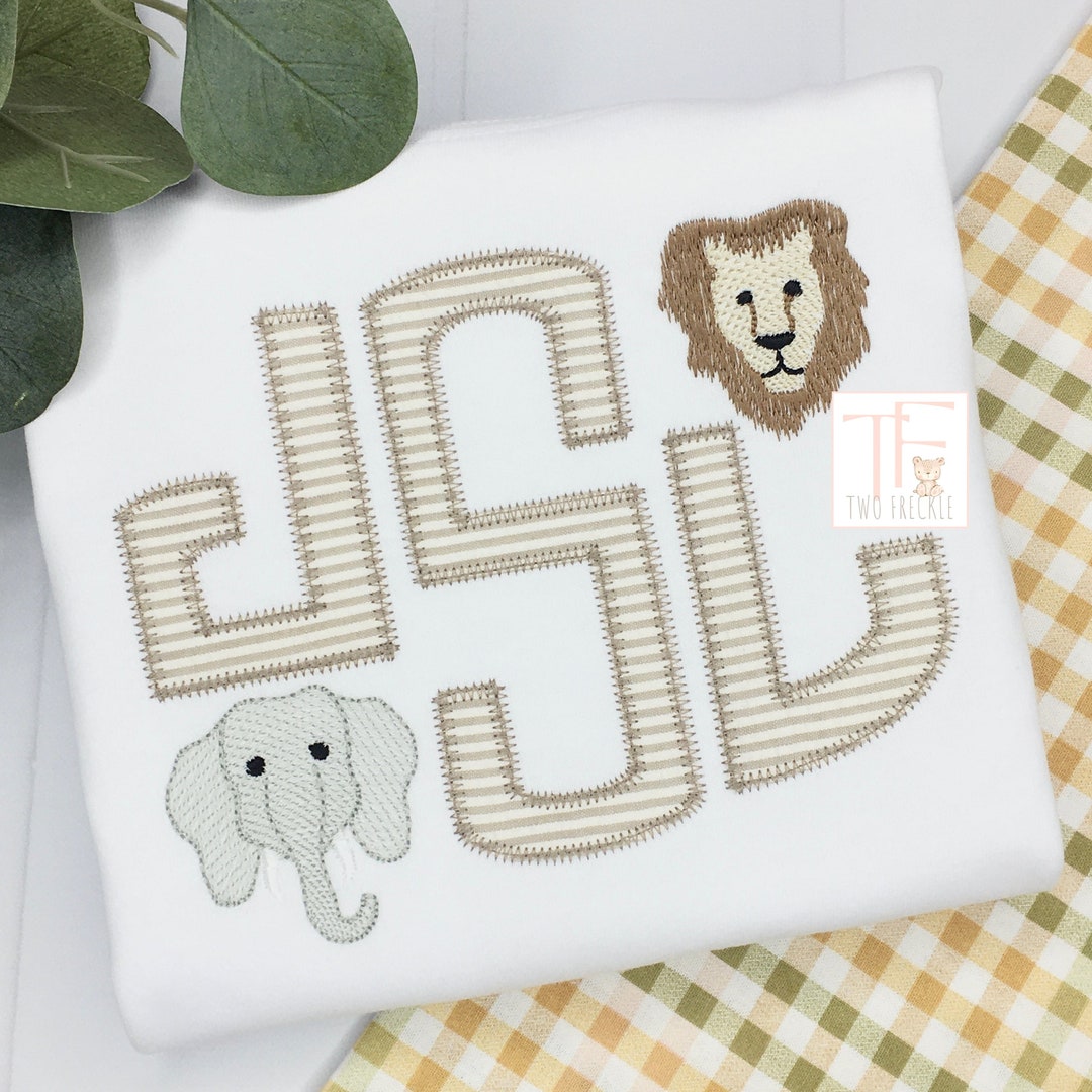 Zoo Animals Monogram Applique Shirt Safari Embroidered Shirt - Etsy