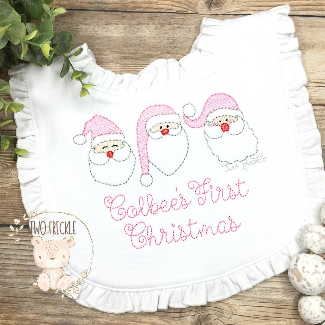 Baby's First Christmas Bib, Baby Girl Santa Christmas Bib, Baby ...