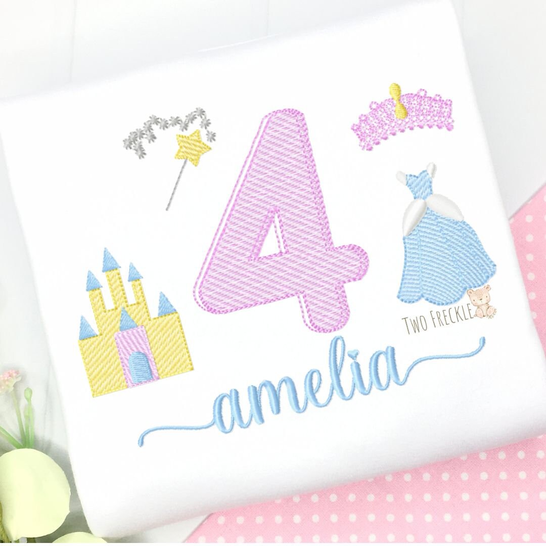 Princess Birthday Shirt, Personalized Princess Shirt, Emroidered ...