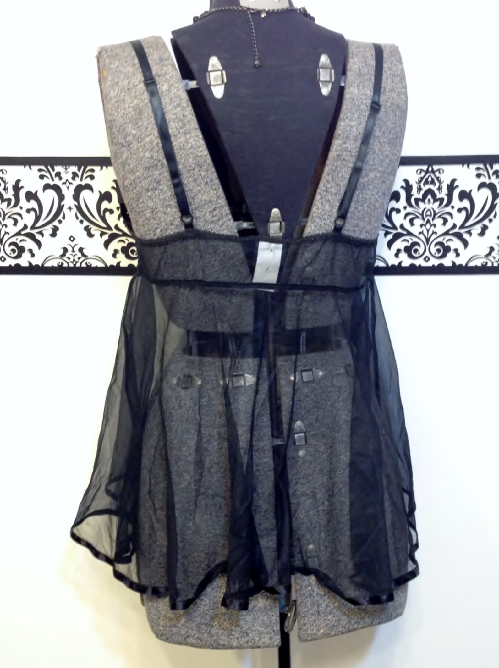 1990's Black Chiffon and Lace Pin up Babydoll Negligee | Etsy