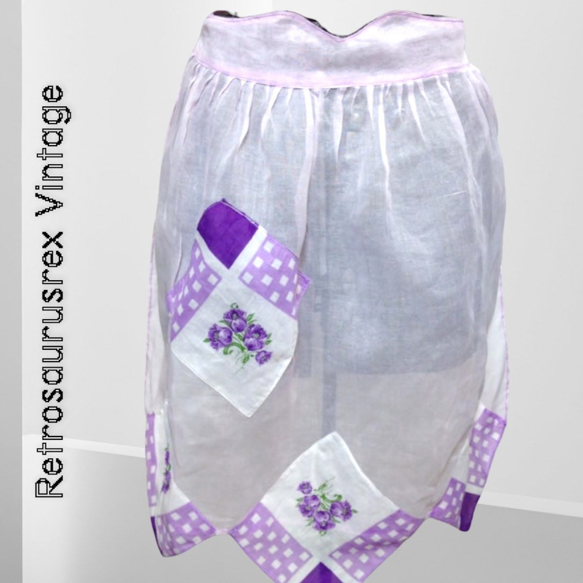 1950's Sheer Lavender Apron With Quilt Squares Vintage | Etsy