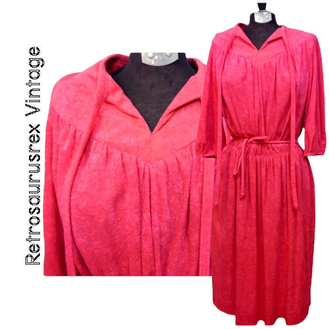 1970's Dark Pink Terry Cloth Bathing Suit Cover Up Size - Etsy