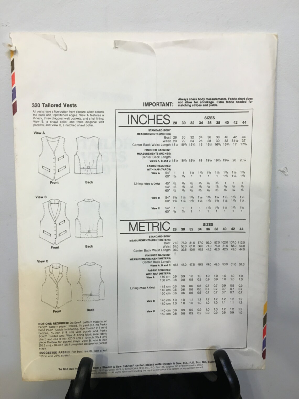 1979 Tailored Vest Pattern by Stretch & Sew Size Small to XL - Etsy