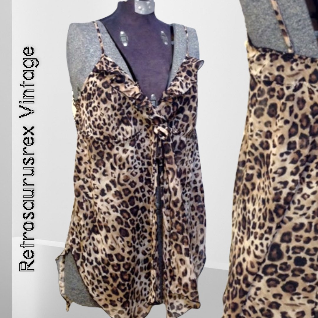 1980's Cheetah Print Baby Doll Chiffon Nightie Large / XL by Inner Most ...