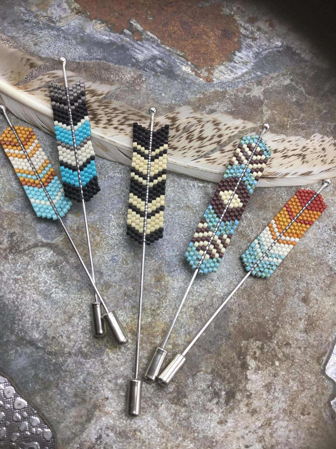 Beaded Hat Pins You Choose Your Colors 1 Thru 5. Listing is for One Hat ...