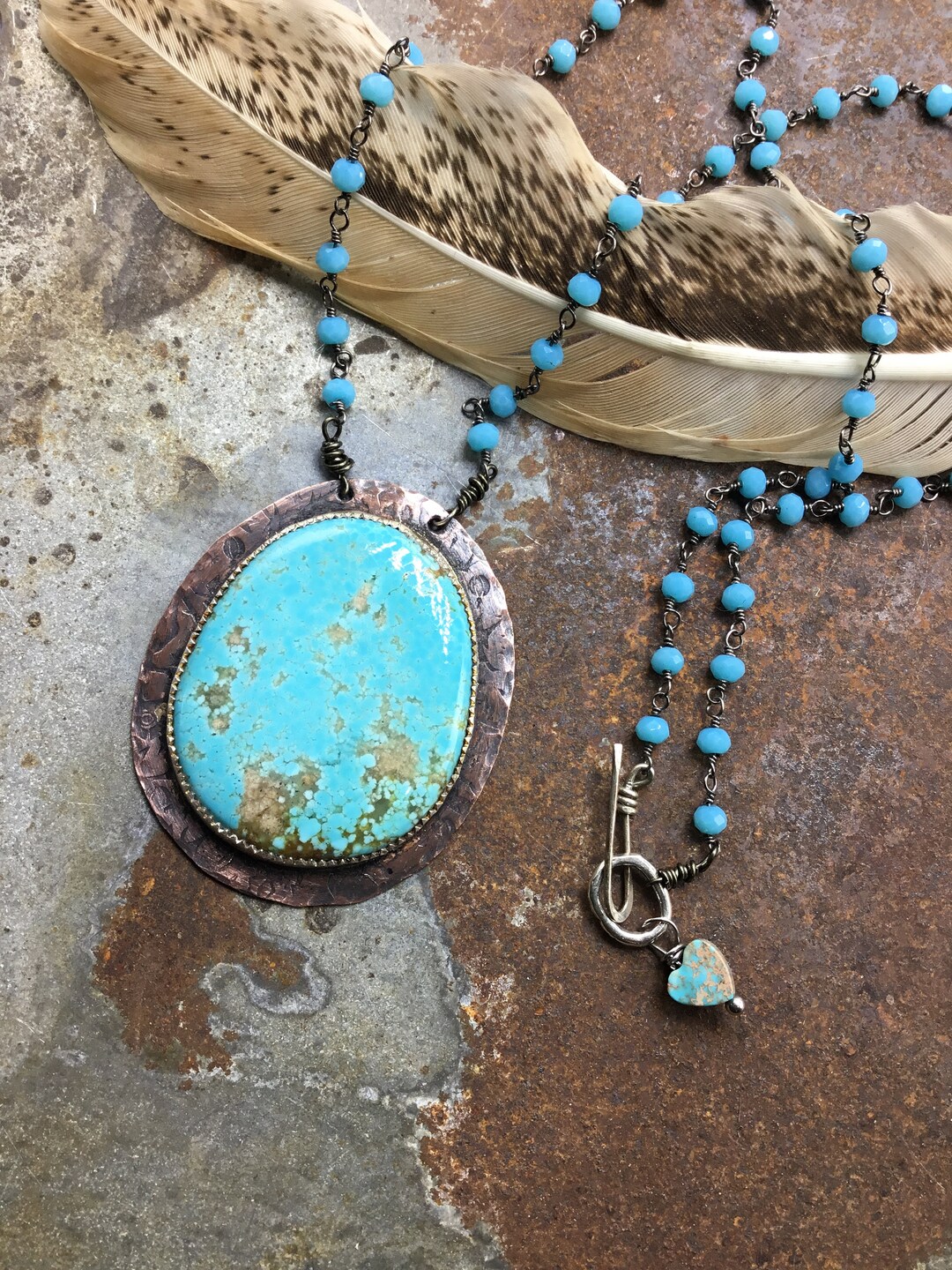 Stunning Large Robins Egg Blue Nevada American Mined Turquoise Necklace ...
