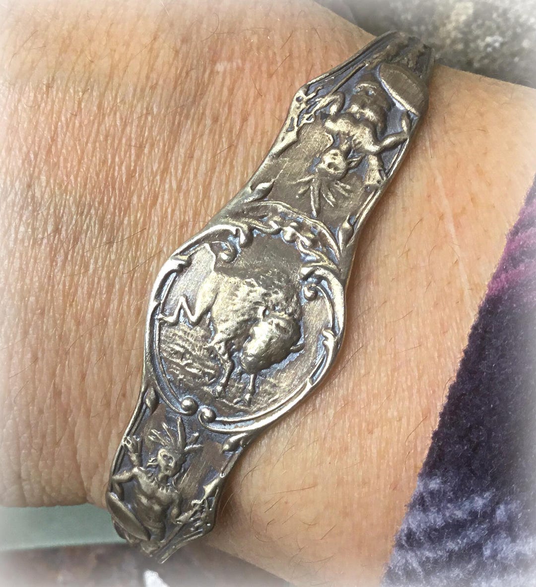 Antique Sterling Silverware Buffalo Cuff Bracelet Stunning Details ...